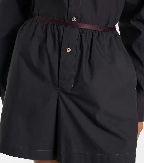 LEMAIRE Cotton And Silk Shorts - Black