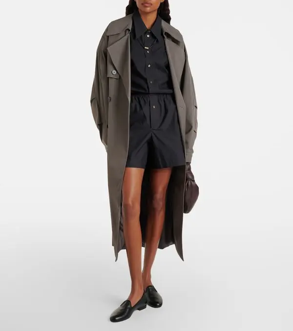 LEMAIRE Cotton And Silk Shorts - Black