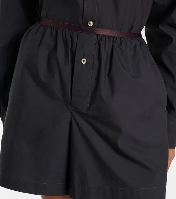 LEMAIRE Cotton And Silk Shorts - Black