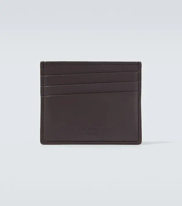 Brunello Cucinelli Logo Debossed Leather Card Holder - Brown