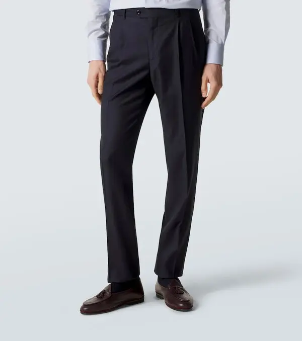 Rubinacci Pleated Virgin Wool Straight Pants