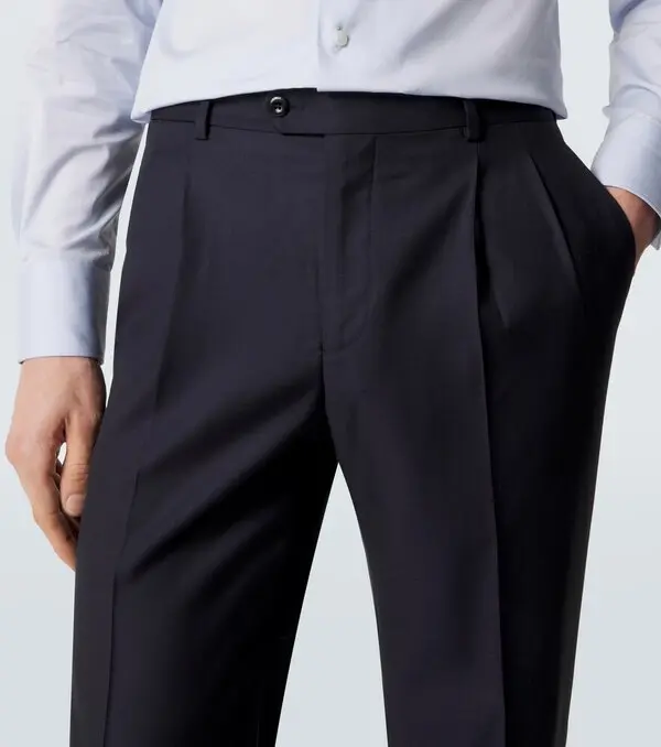 Rubinacci Pleated Virgin Wool Straight Pants