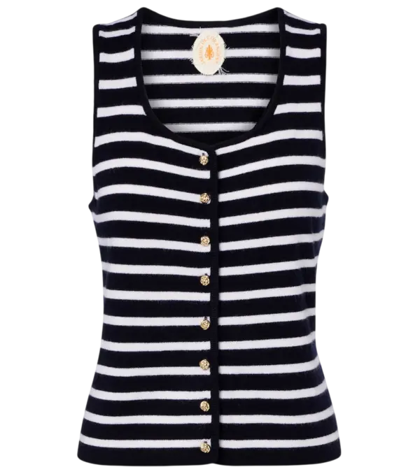 Jardin Des Orangers Striped Cashmere Sweater Vest - Blue
