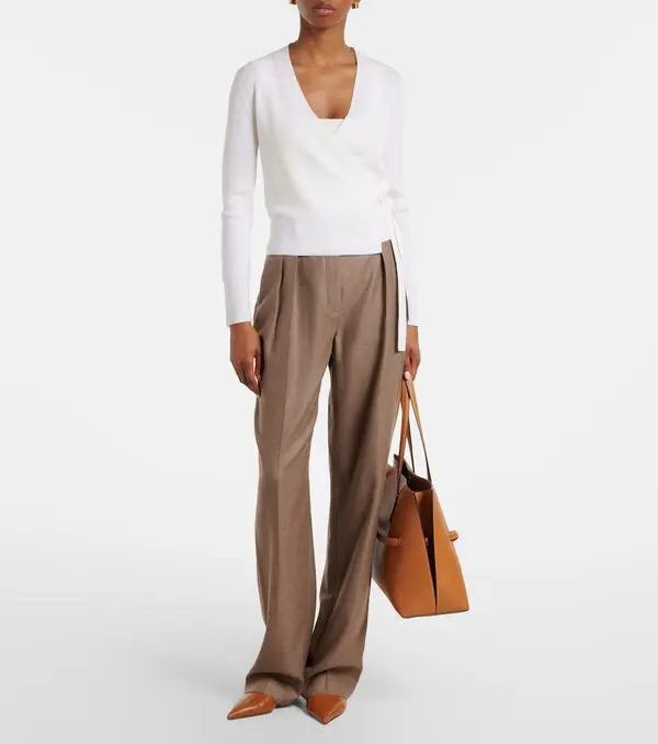 Jardin Des Orangers Virgin Wool Wrap Cardigan - White