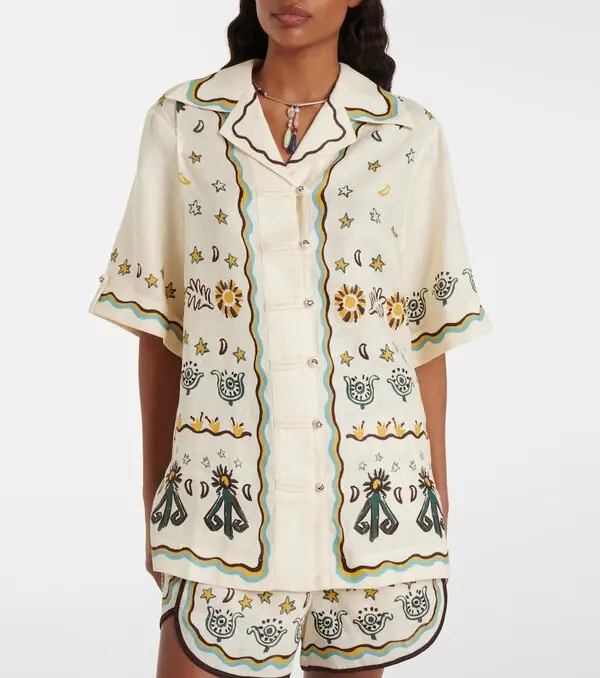ALEMAIS Antoinette Printed Linen Shirt - Multicoloured