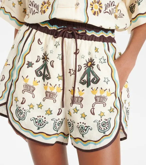 ALEMAIS Sun Dancer Printed Linen Shorts