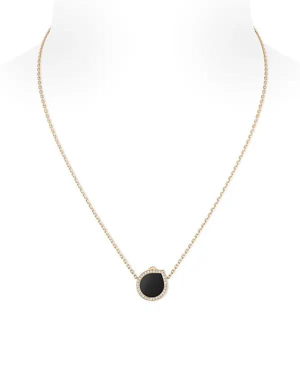 REPOSSI 18k Antifer Onyx & Diamond Pendant Necklace - Rose Gold