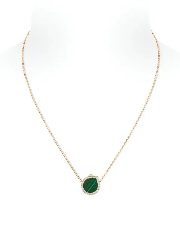 REPOSSI 18k Antifer Malachite & Diamond Pendant Necklace - Rose Gold