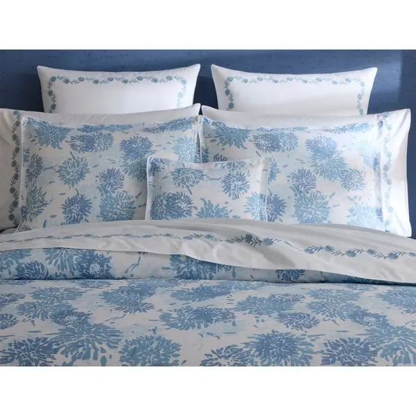 MATOUK Chrysanthemum Quilted Sham, King - Blue