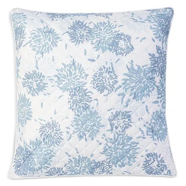 MATOUK Chrysanthemum Quilted Euro Sham - Blue