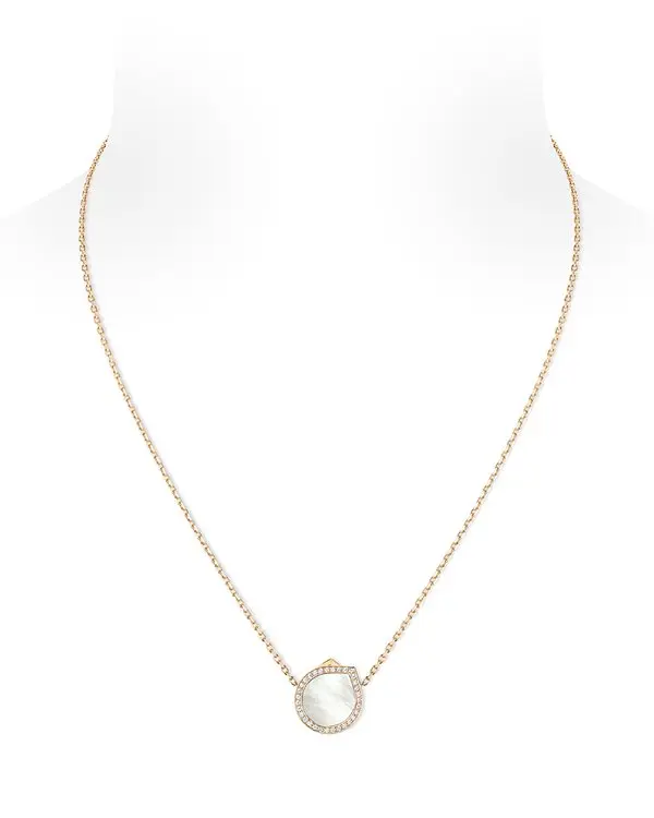 REPOSSI 18k Mother Of Pearl & Diamond Pendant Necklace - Rose Gold