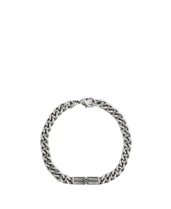 Balenciaga Bb Icon Thin Gourmette Bracelet - Antique Silver