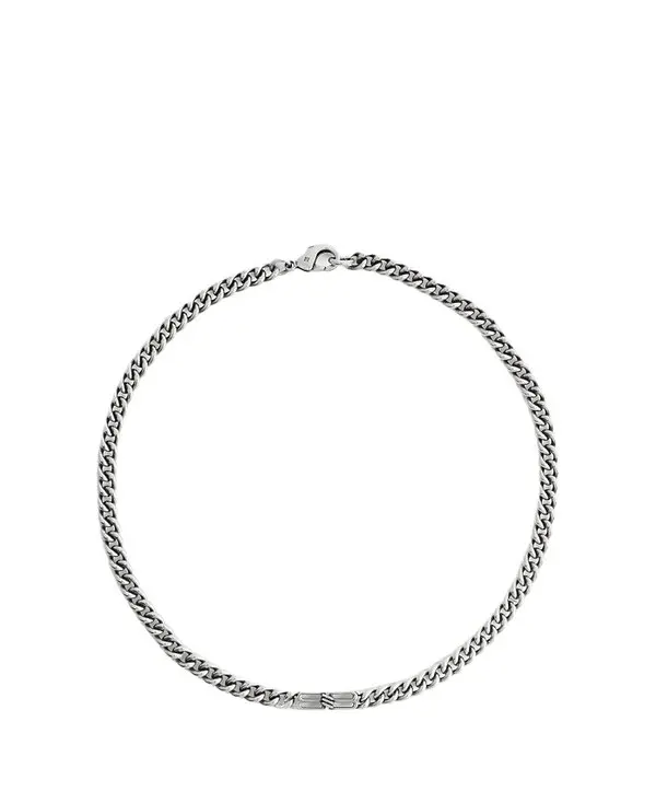 Balenciaga Bb Icon Thin Gourmette Necklace - Antique Silver