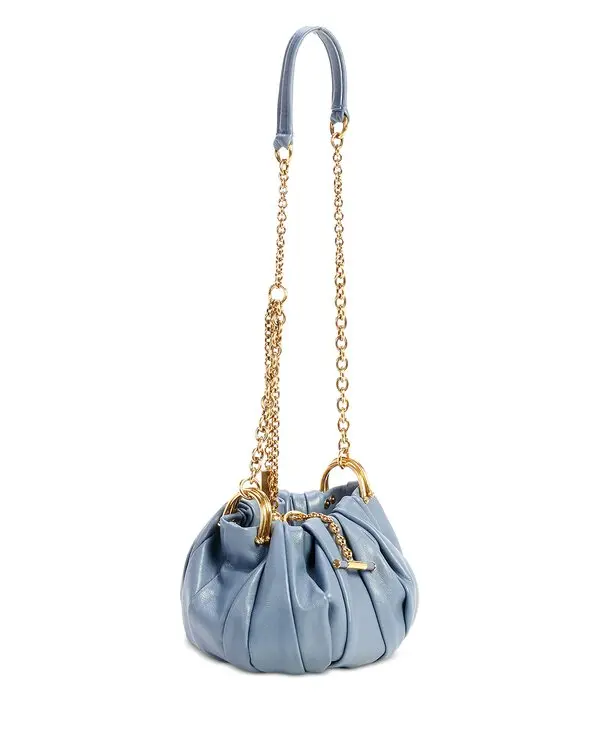 Chloé Leather Plisse Chain Shoulder Bag - Ashes Blue