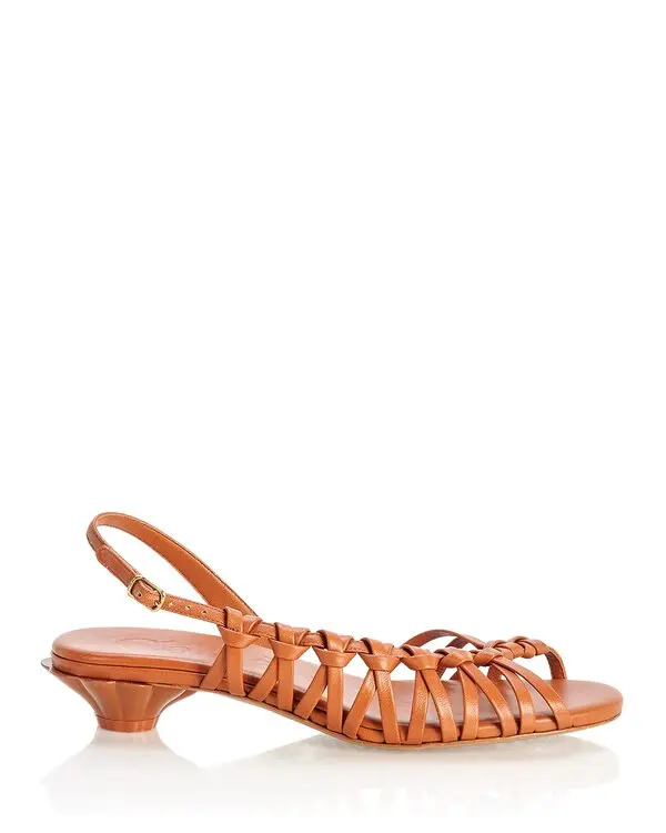 Chloé Estra Braided Leather Slingback Sandals - Terracotta