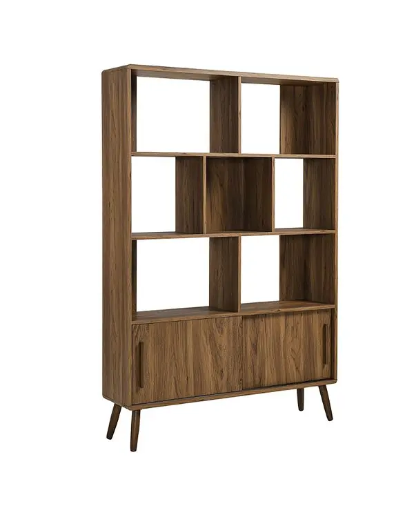 MODWAY Transmit 45" Bookcase With Sliding Doors - Walnut