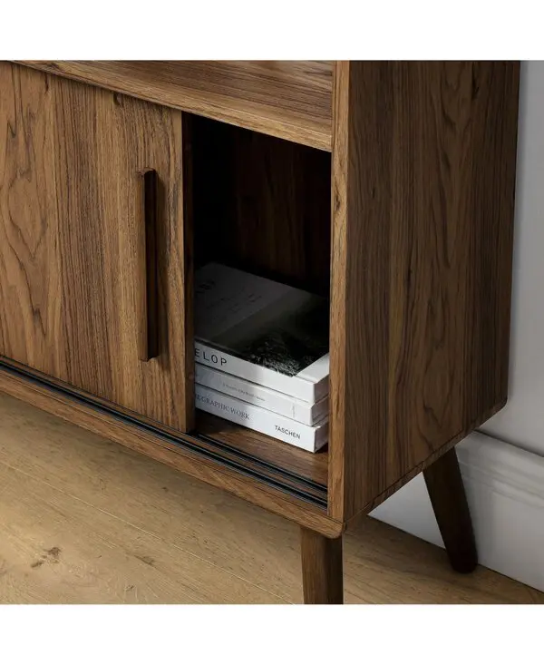 MODWAY Transmit 45" Bookcase With Sliding Doors - Walnut