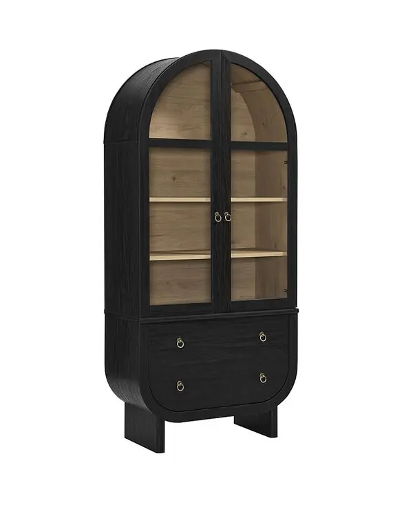 MODWAY Nyx Arched Display Cabinet - Black Light Oak