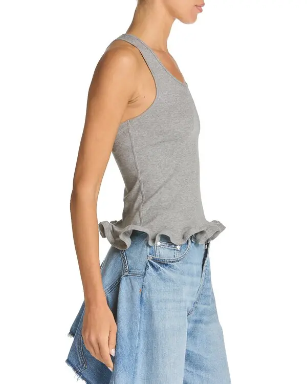 Stella McCartney Ribbed Frilled Hem Tank Top - Grey
