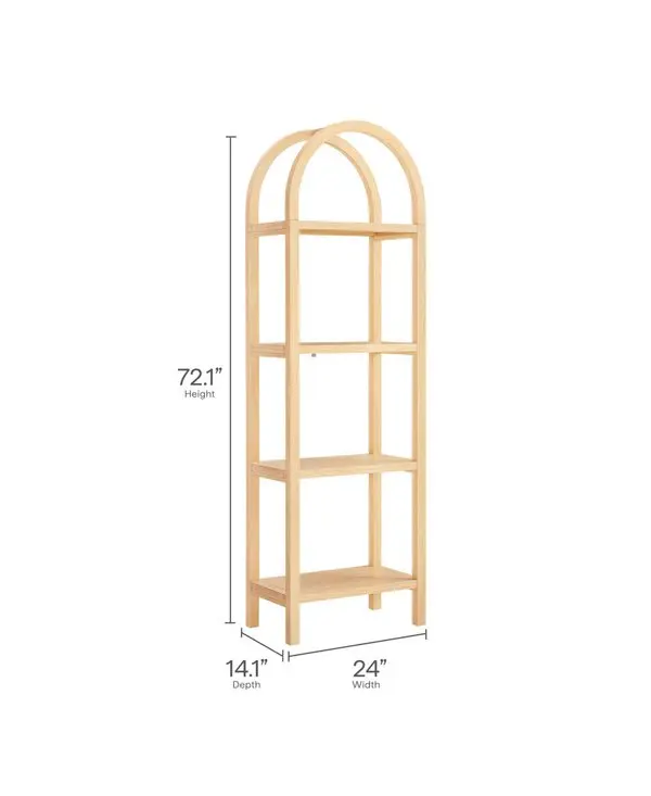 MODWAY Vexley 72 Inch Tall Narrow Arched Bookshelf