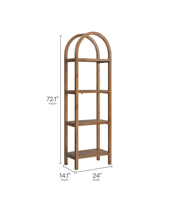 MODWAY Vexley 72 Inch Tall Narrow Arched Bookshelf