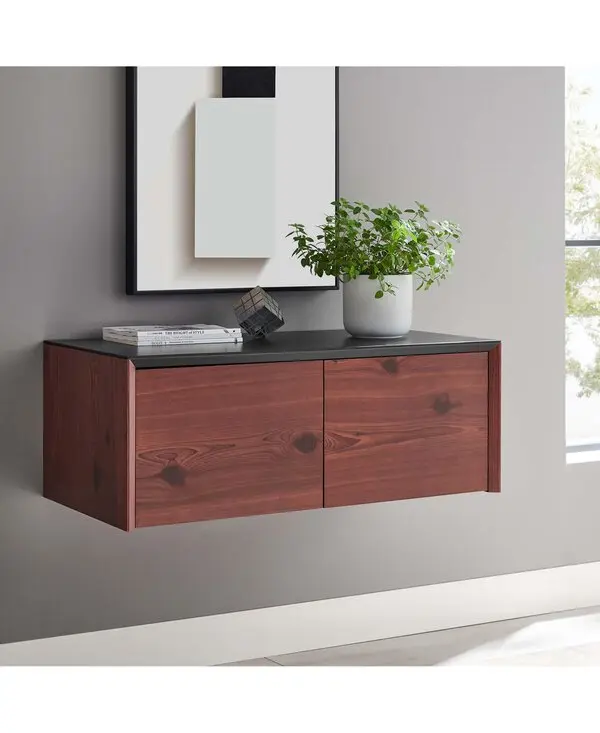 MODWAY Kinetic Wall-mount Office Storage Cabinet - Black Cherry