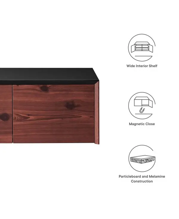 MODWAY Kinetic Wall-mount Office Storage Cabinet - Black Cherry