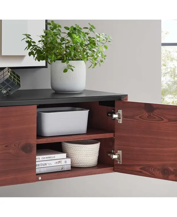 MODWAY Kinetic Wall-mount Office Storage Cabinet - Black Cherry