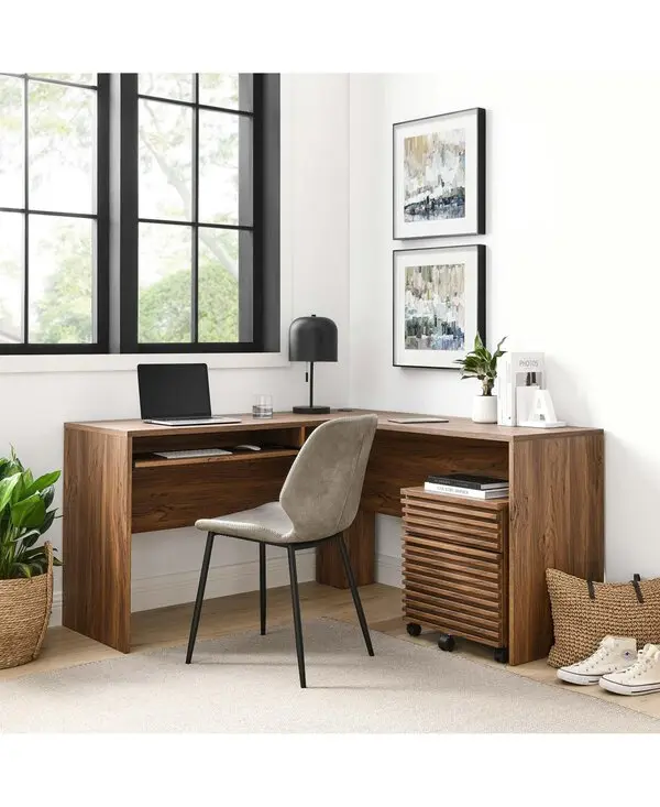MODWAY Render Wood Desk And File Cabinet, Set Of 2