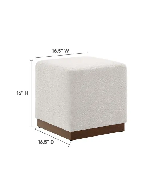 MODWAY Tilden 17" Square Boucle Upholstered Ottoman - Cloud Walnut