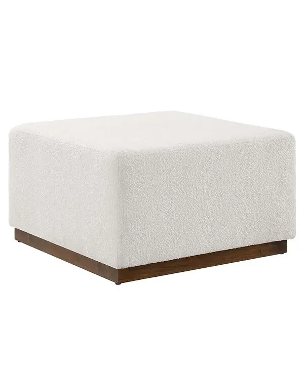 MODWAY Tilden Large 28" Square Boucle Upholstered Ottoman - Cloud Walnut