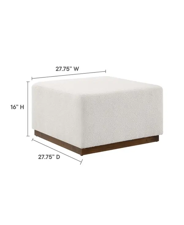 MODWAY Tilden Large 28" Square Boucle Upholstered Ottoman - Cloud Walnut