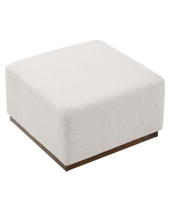 MODWAY Tilden Large 28" Square Boucle Upholstered Ottoman - Cloud Walnut