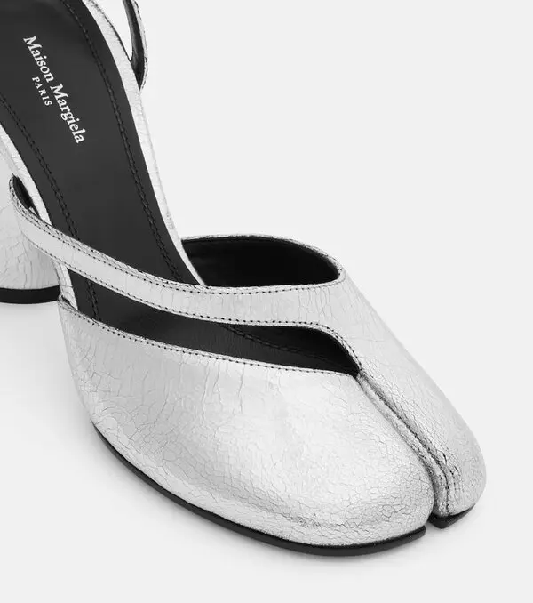 MAISON MARGIELA Tabi Metallic Leather Pumps - Silver