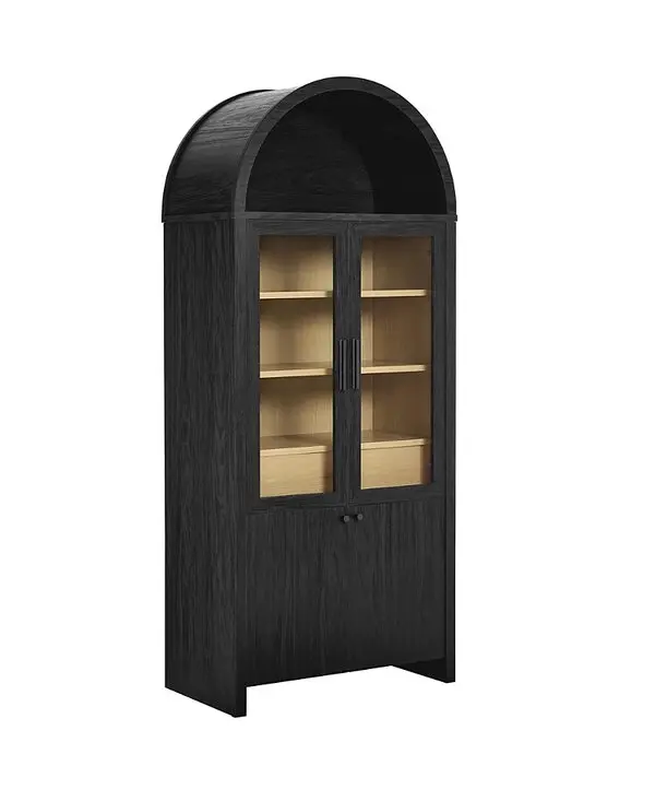 MODWAY Evie Arched Tall Display Cabinet - Black Oak