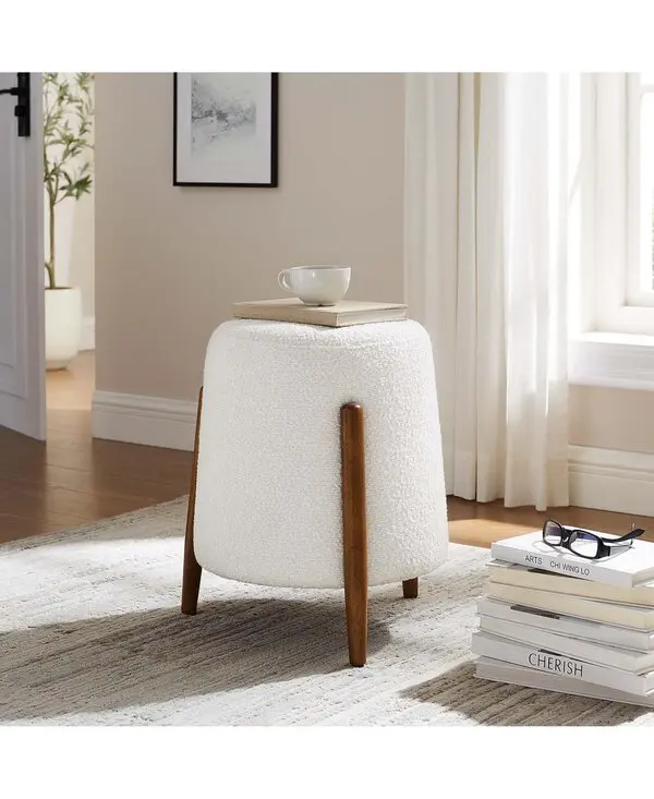 MODWAY Riven Upholstered Boucle Fabric Ottoman
