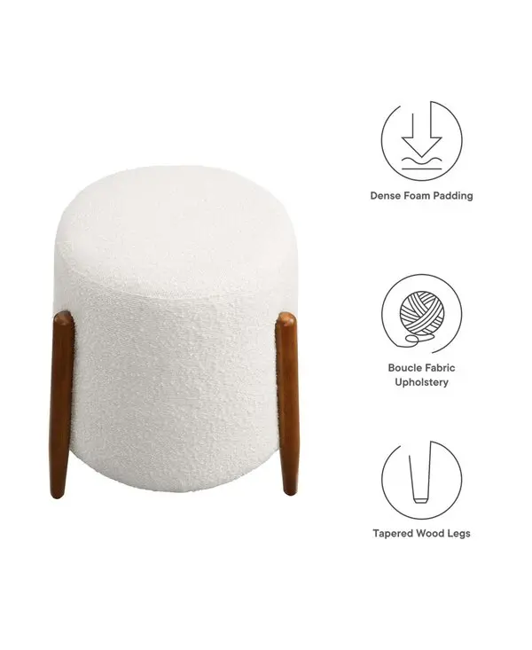 MODWAY Riven Upholstered Boucle Fabric Ottoman