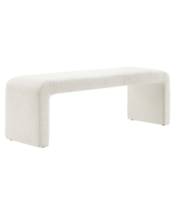 MODWAY Simba Boucle Fabric Waterfall Long Bench - Ivory