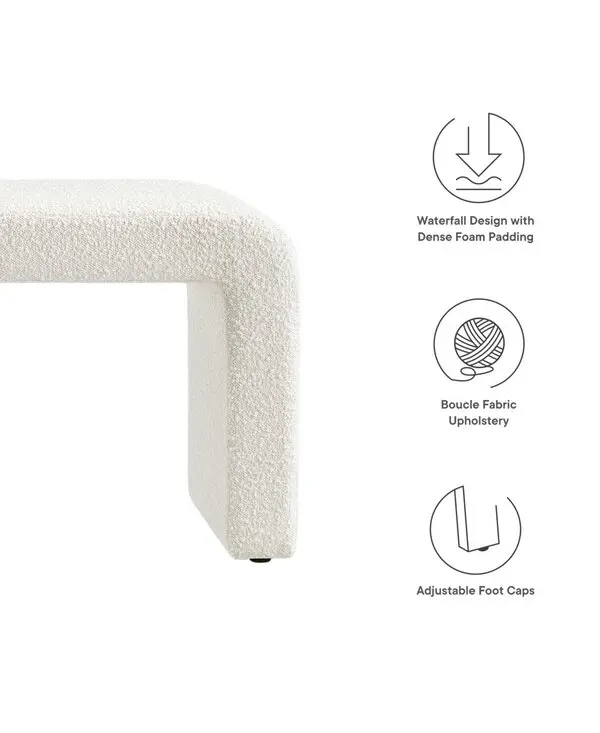 MODWAY Simba Boucle Fabric Waterfall Long Bench - Ivory
