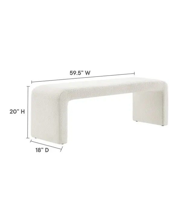 MODWAY Simba Boucle Fabric Waterfall Long Bench - Ivory