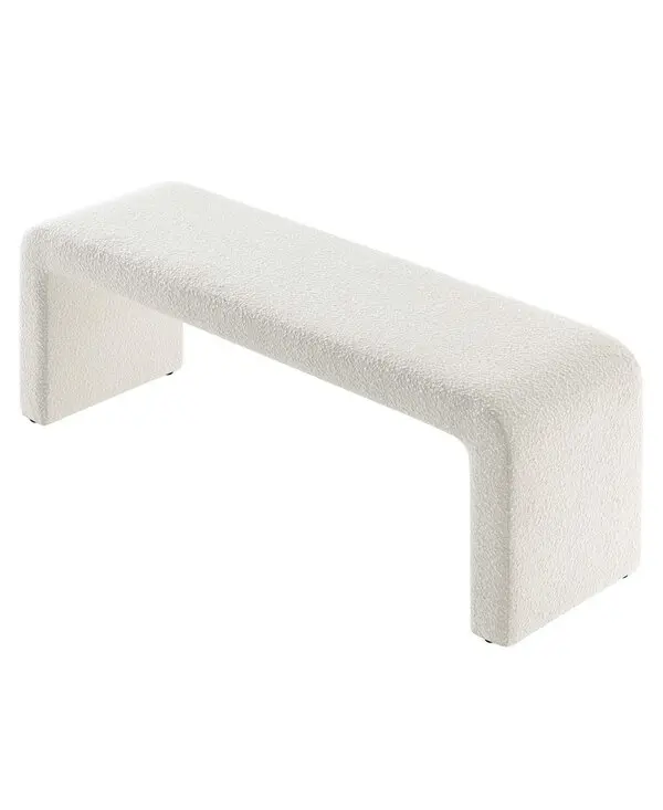 MODWAY Simba Boucle Fabric Waterfall Long Bench - Ivory
