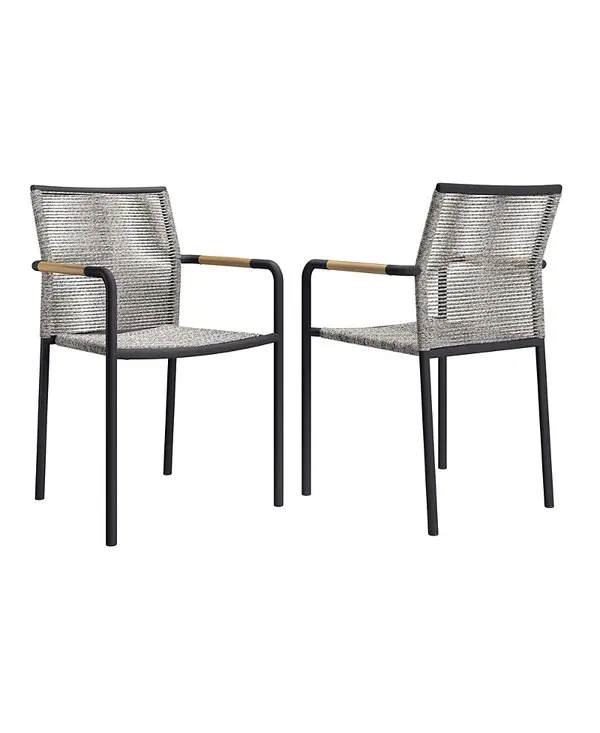 MODWAY Serenity Outdoor Patio Armchairs, Set Of 2 - Light Gray