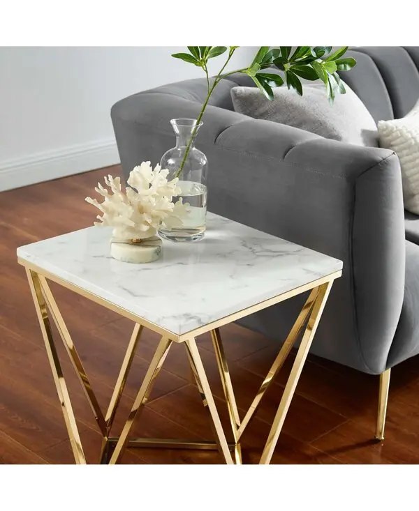 MODWAY Vertex Gold Metal Stainless Steel End Table