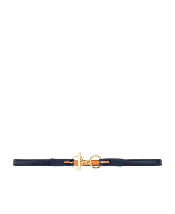VAINCOURT L'attachante Leather Belt - Navy