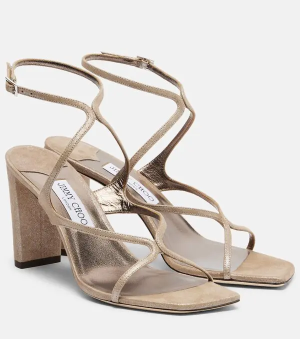 JIMMY CHOO Azie Suede Sandals - Beige