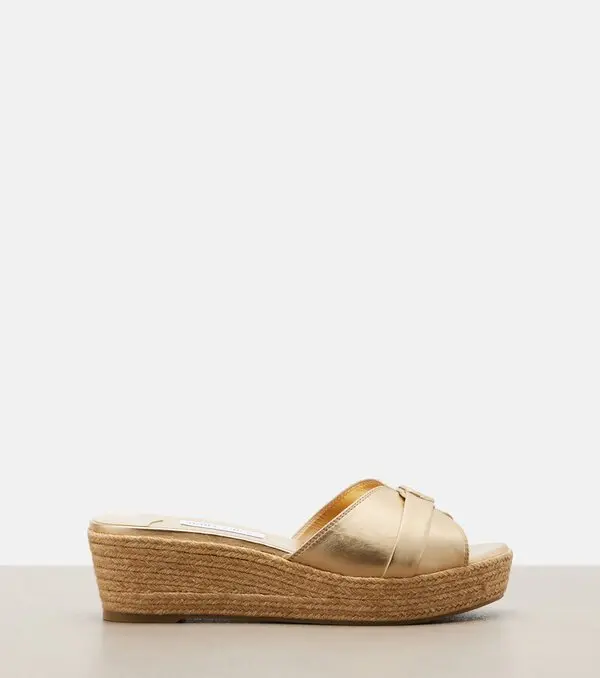 JIMMY CHOO Leda Espadrille Wedges - Gold