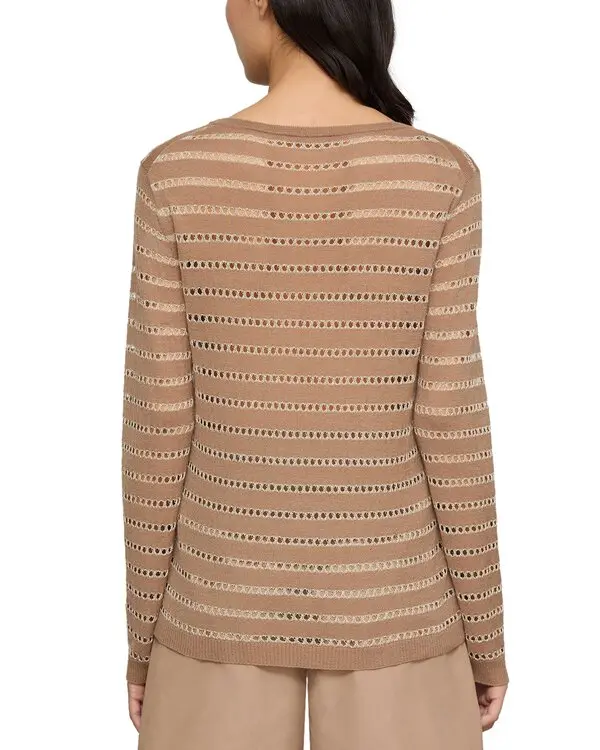 Lafayette 148 New York Metallic Stripe Crewneck Sweater