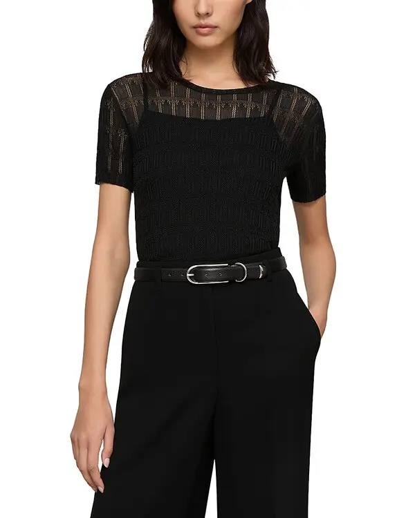 Lafayette 148 New York Lace Stitch Crewneck Sweater