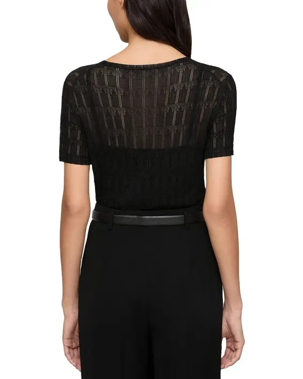 Lafayette 148 New York Lace Stitch Crewneck Sweater