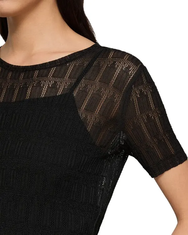 Lafayette 148 New York Lace Stitch Crewneck Sweater